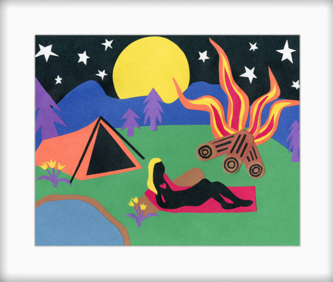" Campfire Girl " Paper Collage Art – Works of Wyoming Gift n Gallery